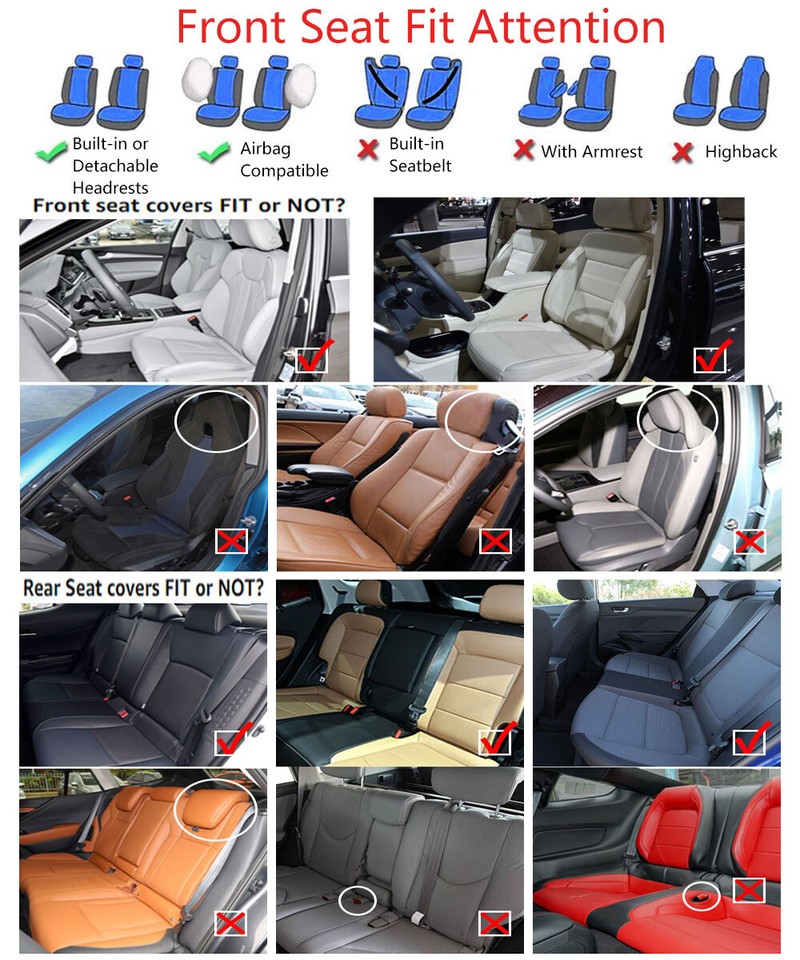 For Ford Car Seat Covers Leather 5-Seats Full Set Front Rear Protectors ...
