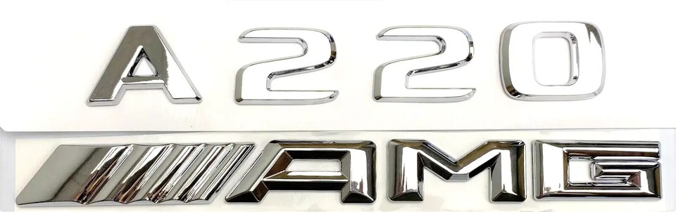 CHROME A220 + AMG REPLACEMENT FOR MERCEDES REAR TRUNK EMBLEM BADGE ...