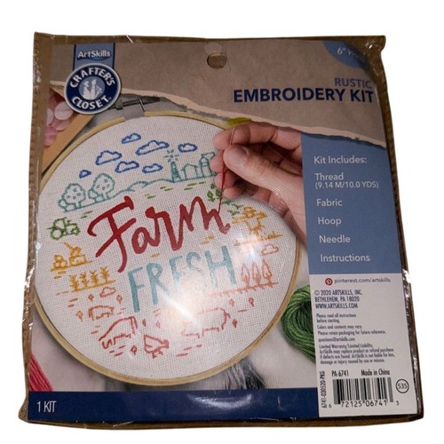ArtSkills Crafter's Closet Farm Fresh Embroidery Kit with Hoop needle ...