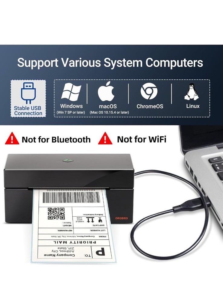 ORGBRO-Z1 Shipping Label Printer, 4x6 Thermal Label Printer for Small ...
