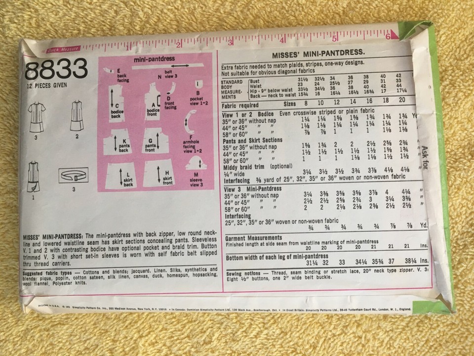 Simplicity Patterns (W) ~ CUT PATTERNS ~ All are Size 12 ...