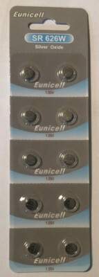 10 x 377 Watch Batteries - Silver Oxide Battery L626 - AG4 - GP77A ...