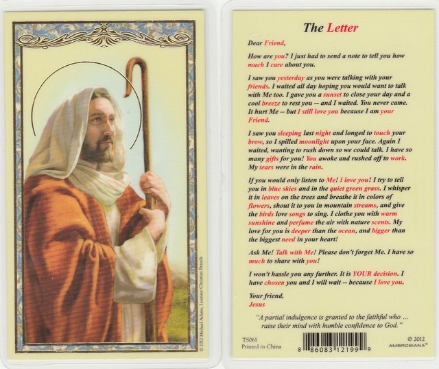 +Holy Card-(Laminated)-"The Letter" ...-Dear Friend From Jesus- (#44 ...