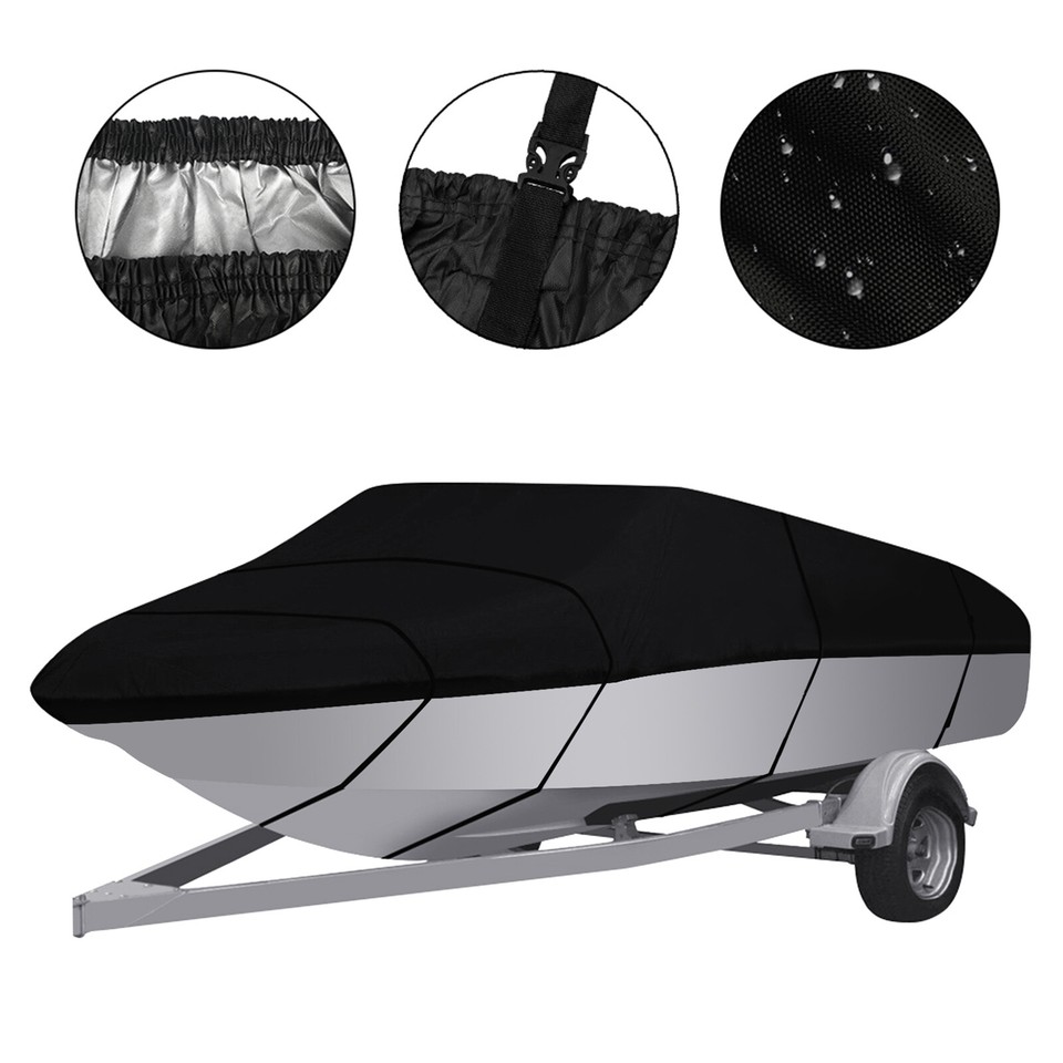 Waterproof Trailerable Runabout Boat Cover Fit V-Hull Tri-Hull Fishing ...