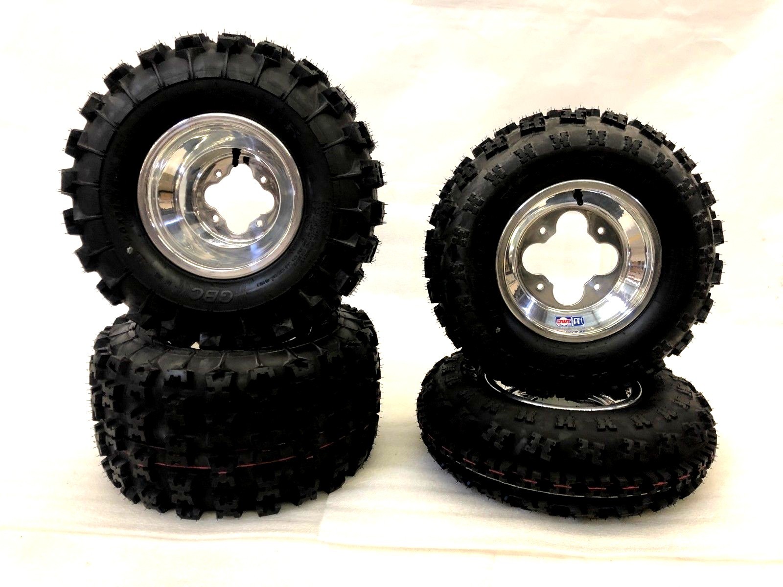 GBC XC MASTER TIRES + DWT A5 POLISHED RIMS FRONT/REAR TRX450R TRX250R ...
