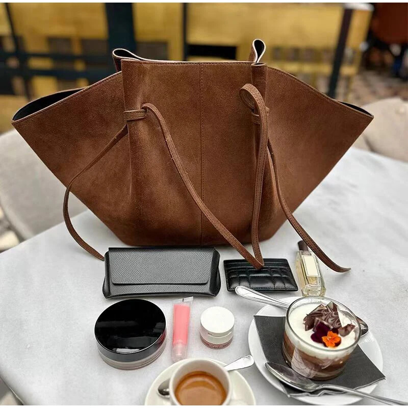 Suede Vintage Bag Large Capacity Single Shoulder Tote Handbag Commuting ...