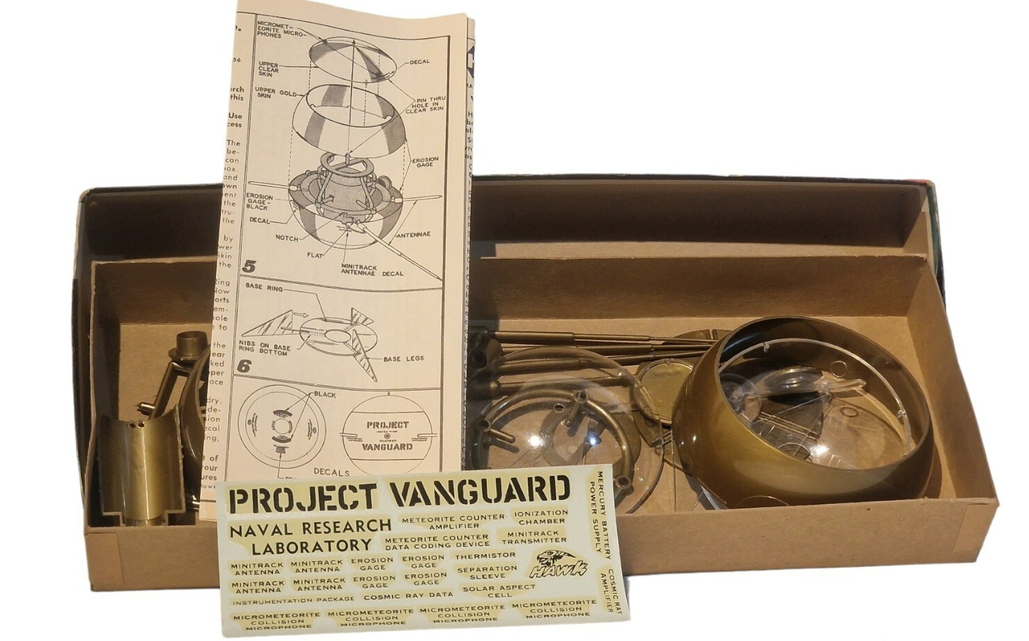 SPACE : PROJECT VANGUARD SATELLITE 1958 MODEL KIT MADE BY HAWK IN 1958 ...