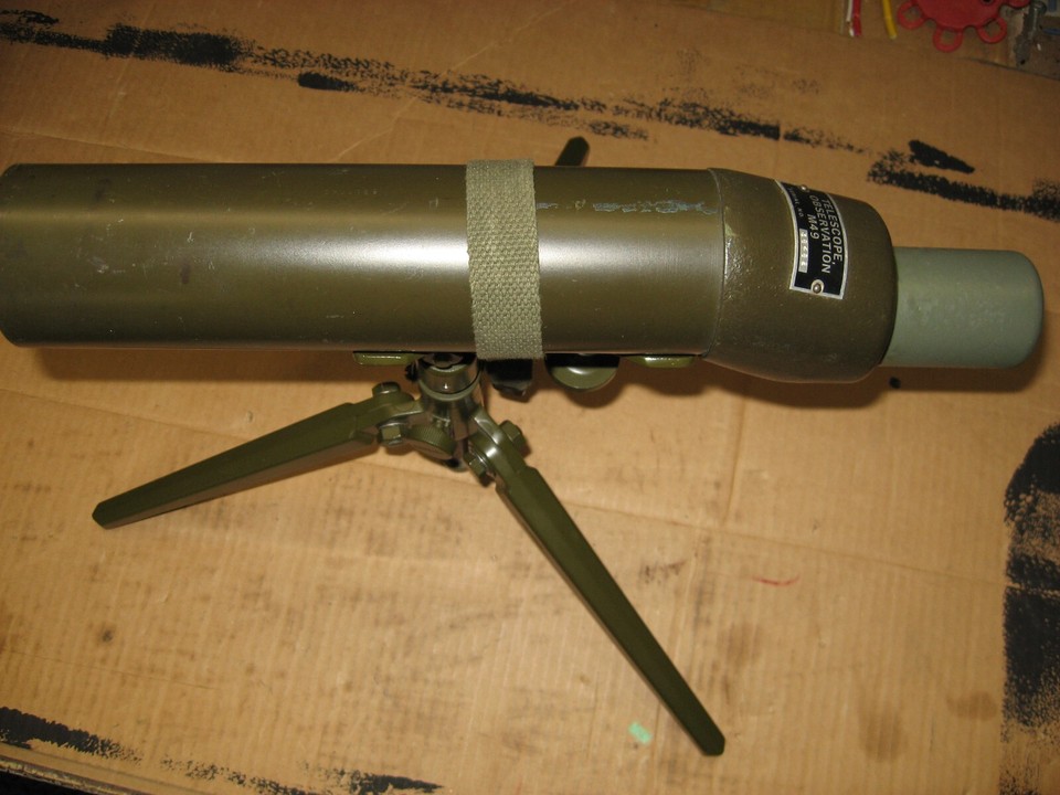 Vietnam War M49 Sniper Spotting Scope W/ M15 Tripod & M 83A1 CARRYING ...