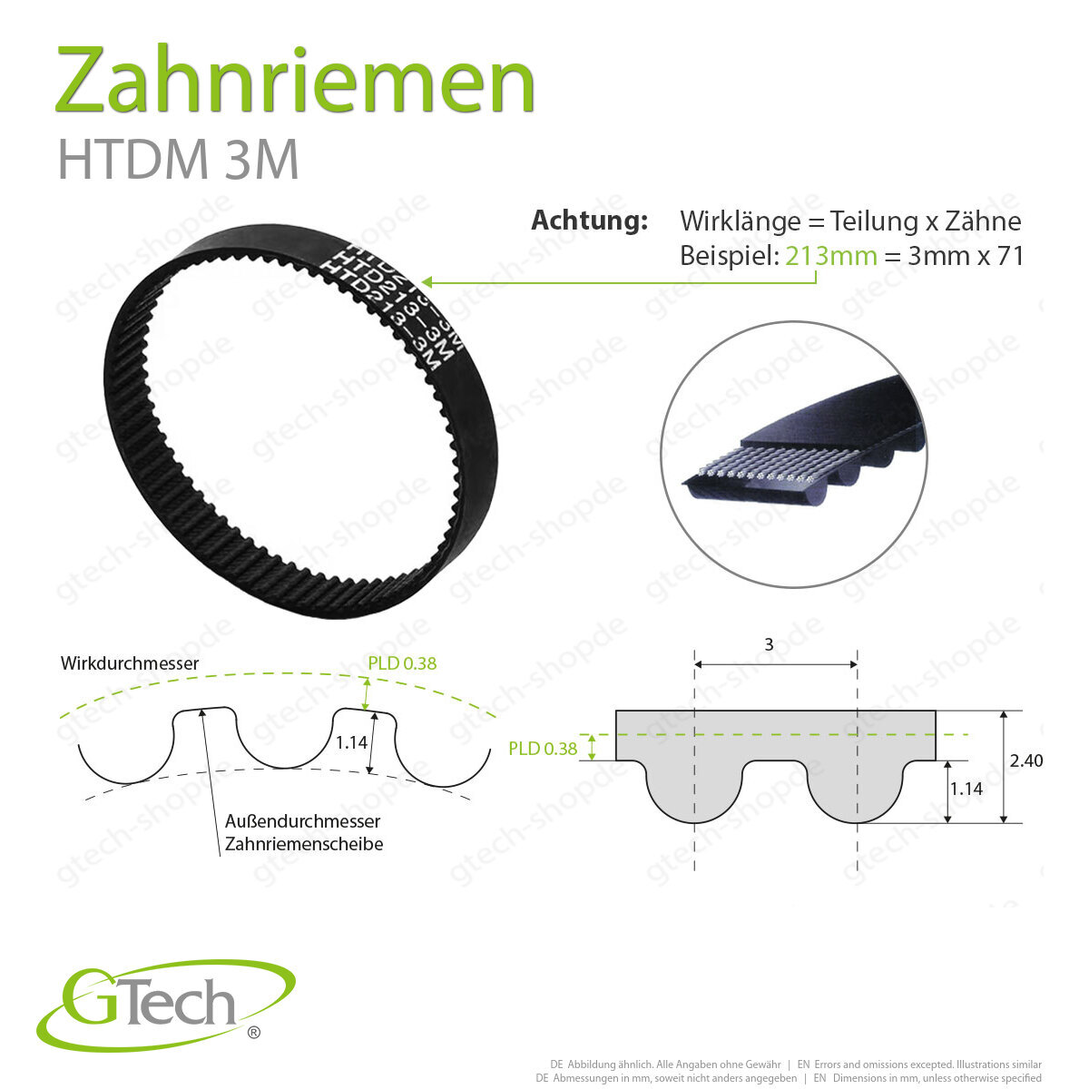 Zahnriemen geschlossen Antriebsriemen closed belt 2GT GT2 HTD 3M 5M ...