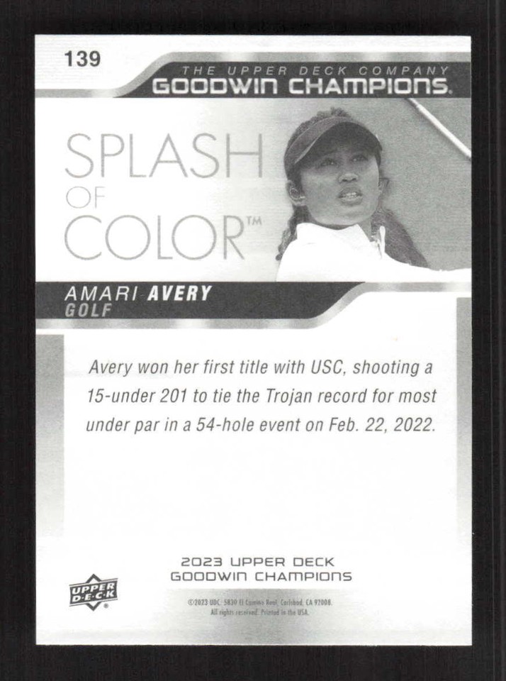 AMARI AVERY 2023 Goodwin Champions Splash of Color Golf #139 | eBay