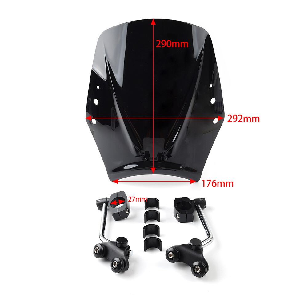 Dark-Iridium Universal Motorcycle Windshield Wind Screen Deflector Wind ...