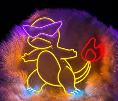 ANIME CHARMANDER NEON LIGHTS LED SIGN Game LIVING Room Wall Deco ART ...