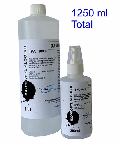 Isopropyl Alcohol 100% IPA Isopropanol 1.25L 1 Litre + 250ml Finger ...