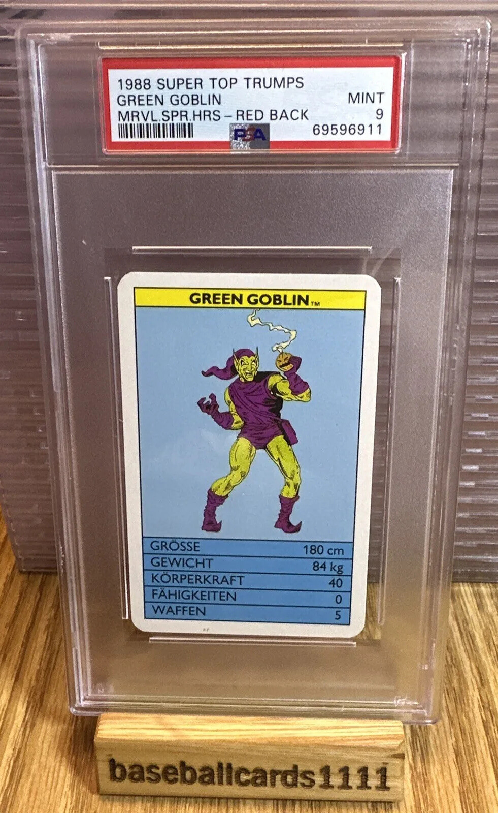 1988 Super Top Trumps Marvel Super Heroes Green Goblin PSA 9 Pop 2 4E ...