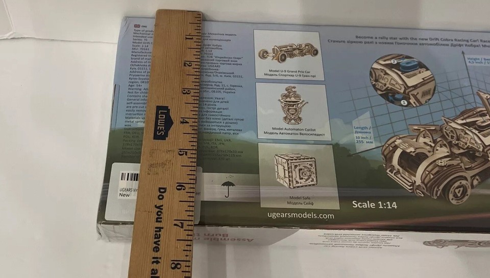 Model Drift Cobra Racing Car Wooden Mechanical Model Kit UGEARS New 370 ...