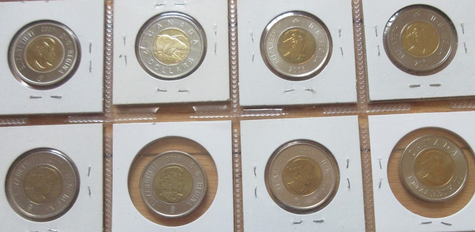 Set of 1996 to 2025 Canada Two Dollars Toonie Coins. 48 Polar Bear Toon ...