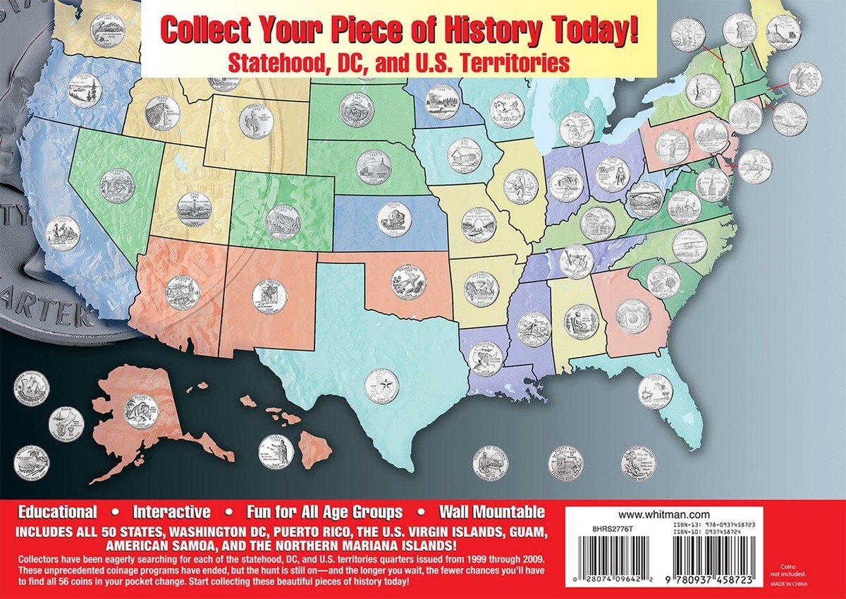 Us Quarter Map Printable Wooden US 50 States Quarter Map, Quarter Coin