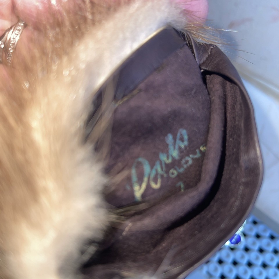 Vintage real fur Brown soft leather ‘Paris 7’ Gloves Size XS Orig Box ...