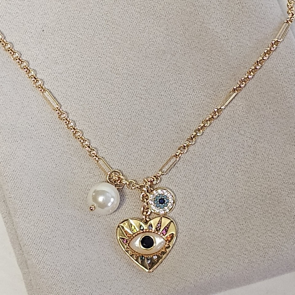 NWT KATE SPADE Evil Eye Cluster Heart Pendant Necklace and Earrings Set ...