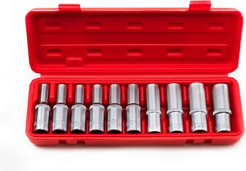 10pc 1/2" DR Female E Star Deep Socket Torx Auto Tool E10-E24 With Case ...