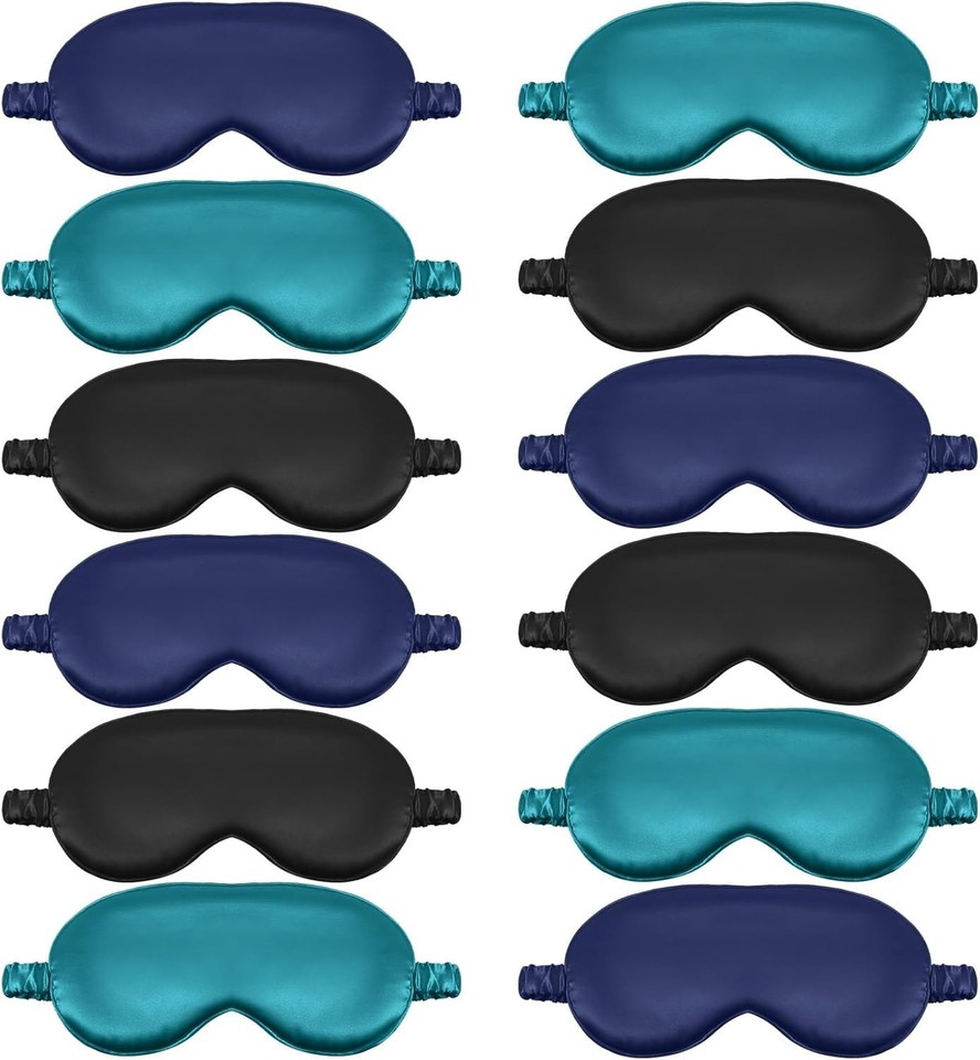 12 Pcs Silk Sleep Masks Soft Satin Eye Masks with Adjustable Elastic ...