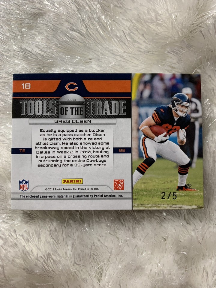 2011 GREG OLSEN Absolute #2/5 TOTT Game Worn PATCH #18 | eBay