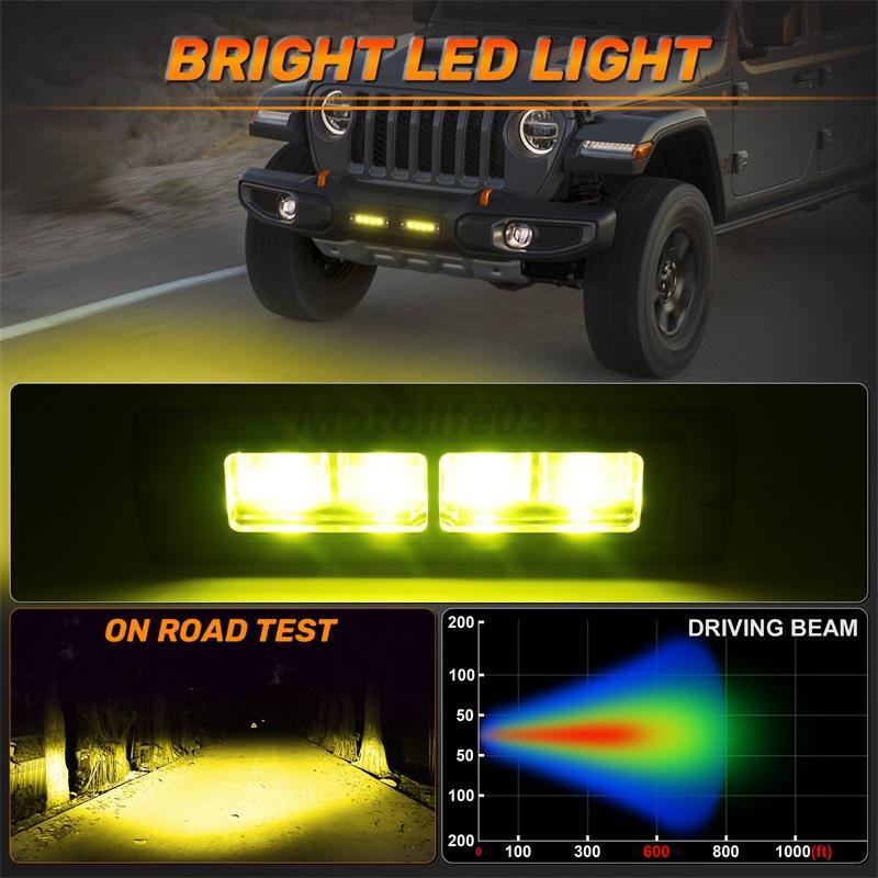 2x 7inch Amber Flush Mount LED Work Light Bar Flood Spot Combo Reverse ...