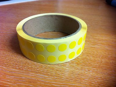 2,500 x Yellow Coloured Dots/ Labels/ Stickers Sized 10mm Diameter ...