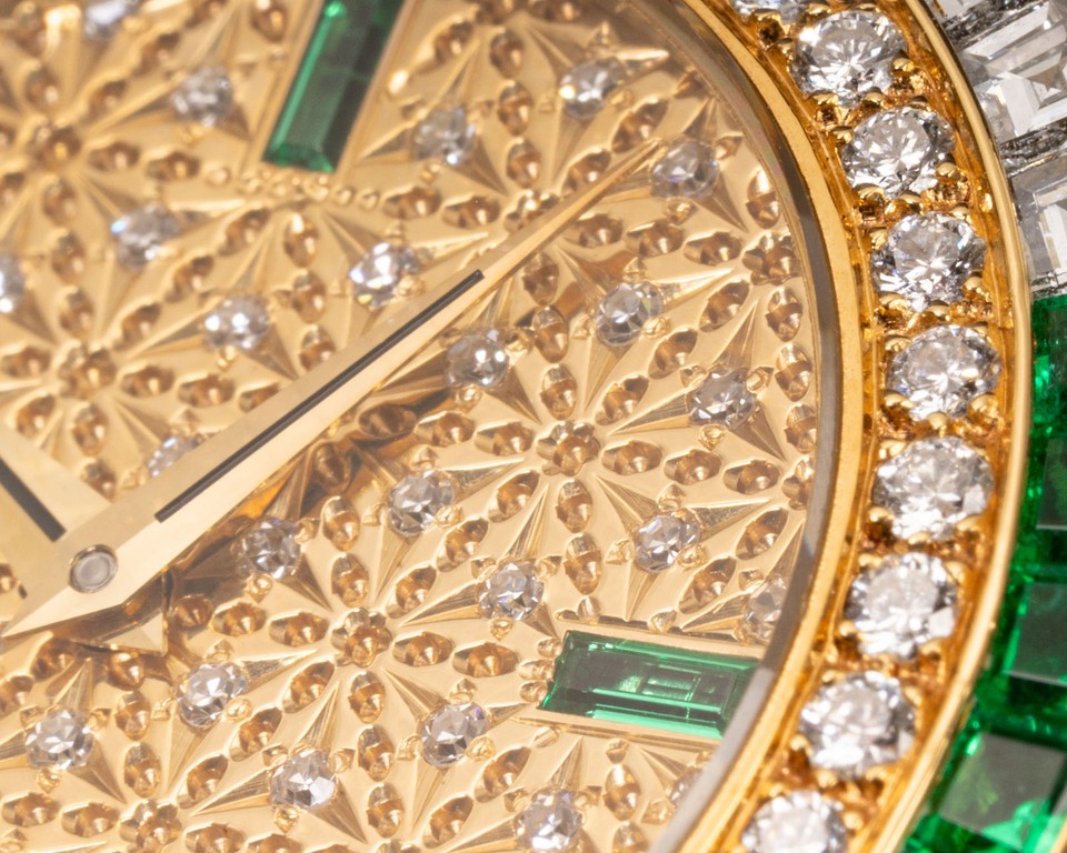 Patek Philippe Calatrava Lady 3982/23J 18k Yellow Gold Diamond Emeralds ...
