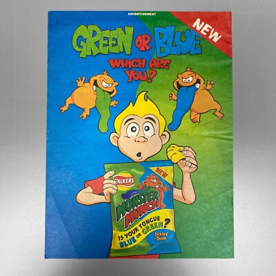 WALKERS MONSTER MUNCH IS YOUR TONGUE BLUE OR GREEN 2002 VINTAGE RETRO ...