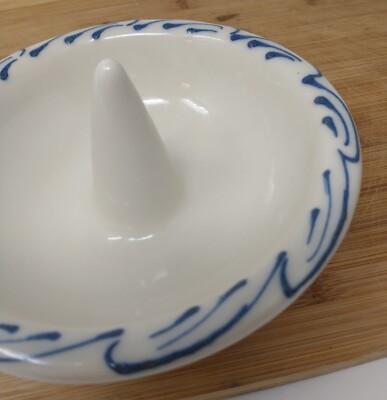Hartstone Pottery Apple Baker Stoneware Signed DW Glazed Blue Detail ...