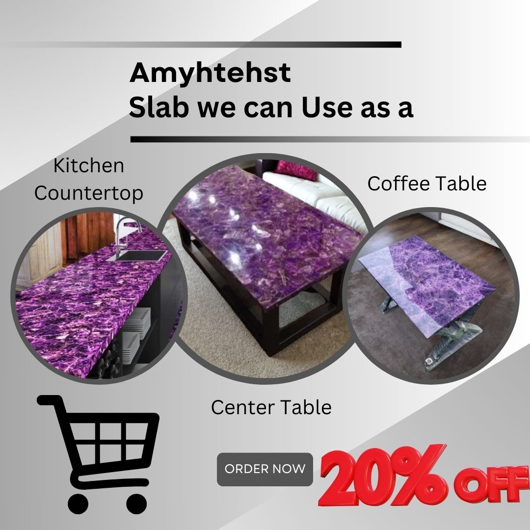 Amethyst Dining Table Top Stone Kitchen & Bar Counter Top Table Slab ...