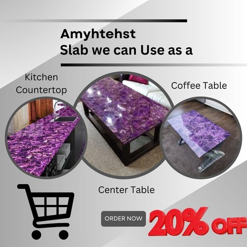 Amethyst Dining Table Top Stone Kitchen & Bar Counter Top Table Slab ...