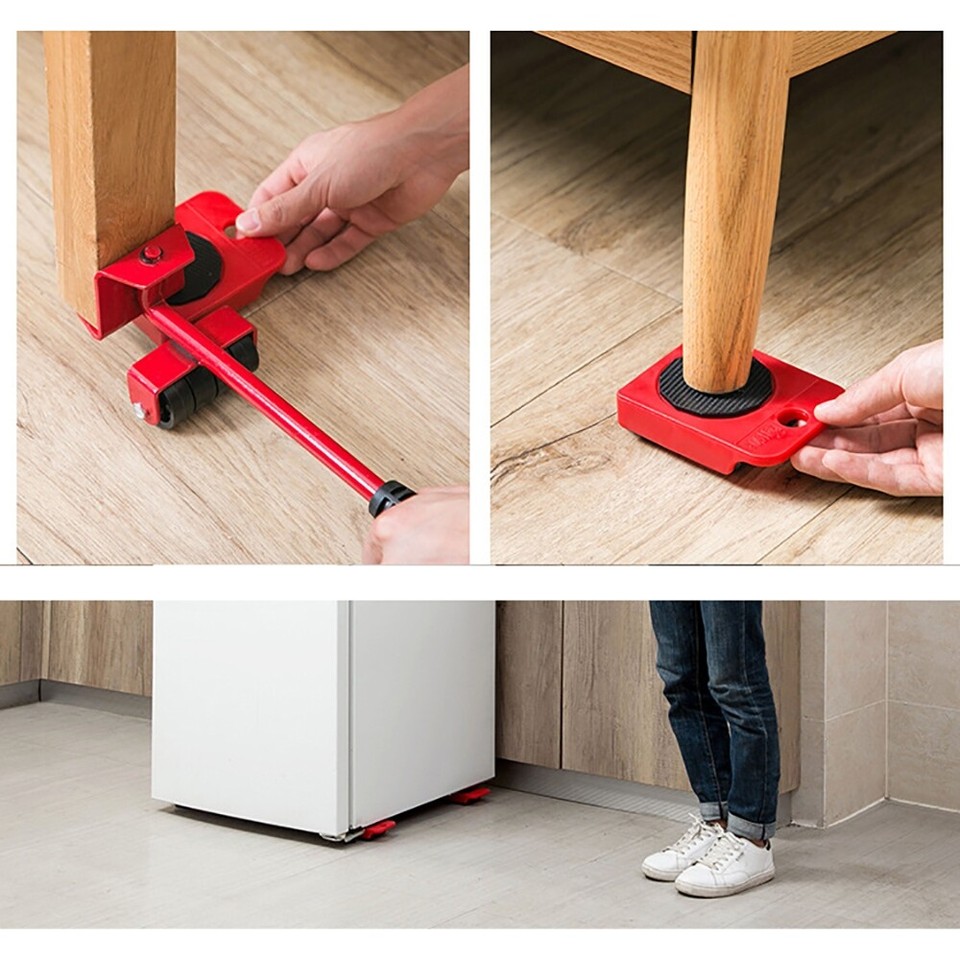 Heavy Duty Furniture Lifter Moving Transporting Slider Wheel Bar Roller ...