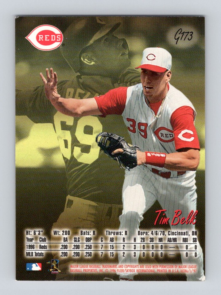1997 Ultra Gold Medallion #G173 Tim Belk Cincinnati Reds | eBay
