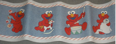 BABY ELMO wallpaper border 15' Sesame Street PREPASTED wall decor drum ...
