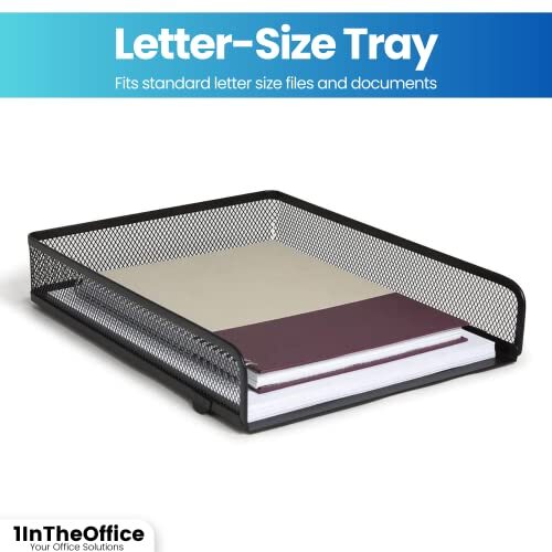 Desk Trays Stackable Letter Tray Matte Black Wire Mesh Front-Load Paper ...