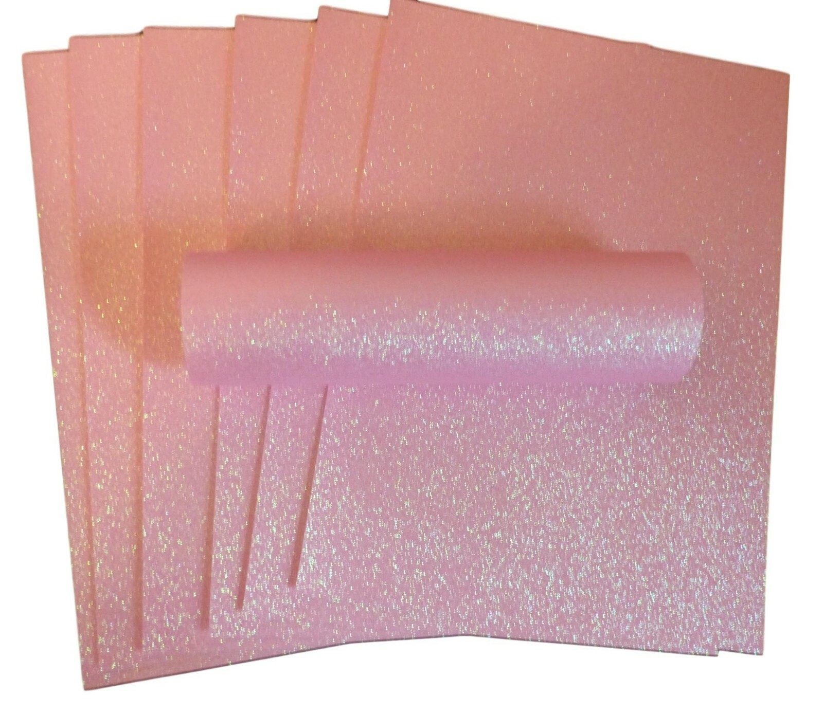 10 A4 PALE PINK IRIDESCENT NON SHED SOFT TOUCH GLITTER PAPER 150GSM ONE ...