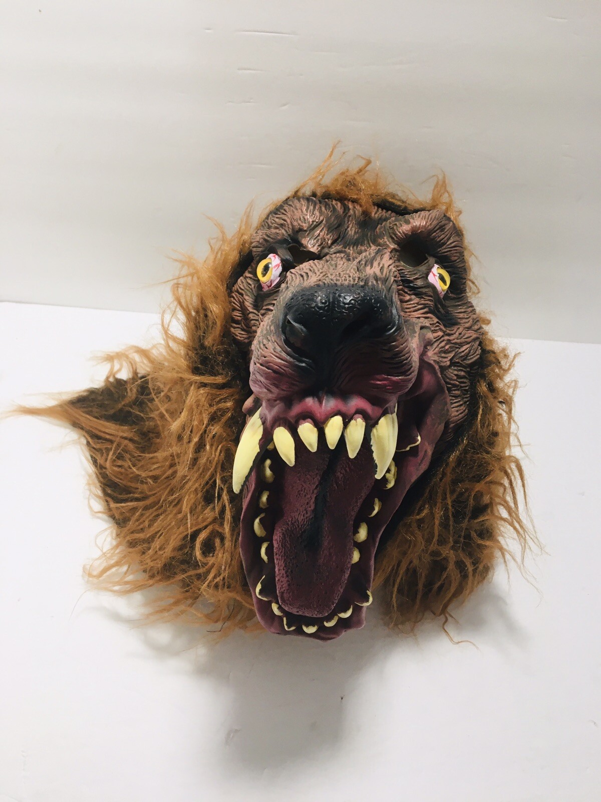 Werewolf Halloween Mask Scary Vicious Snarling Fang Teeth Gold Eyes ...