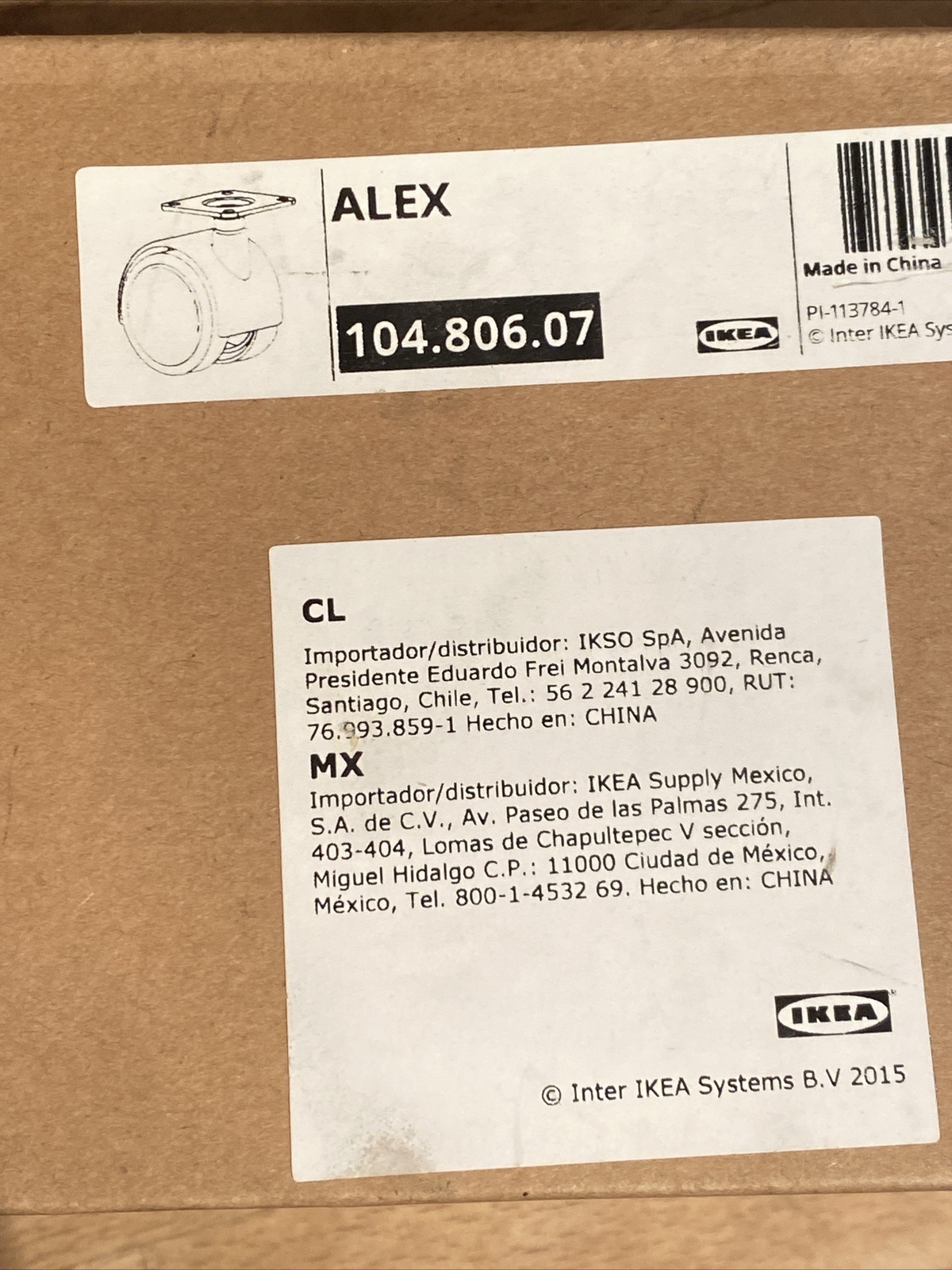 PACK of 4 - Ikea ALEX Caster Wheel for Drawer Unit/Desk, Black 104.806. ...