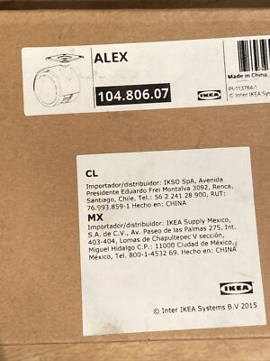 PACK of 4 - Ikea ALEX Caster Wheel for Drawer Unit/Desk, Black 104.806. ...