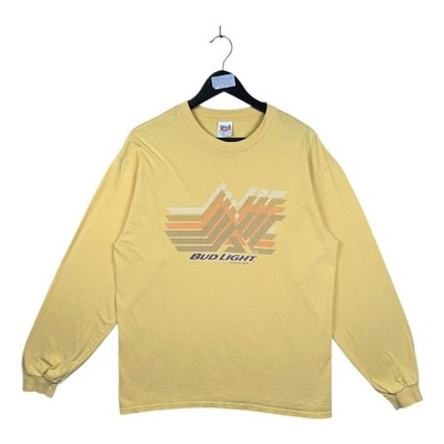Vintage Bud Light Retro Logo Graphic Long Sleeve Yellow Mens Large | eBay
