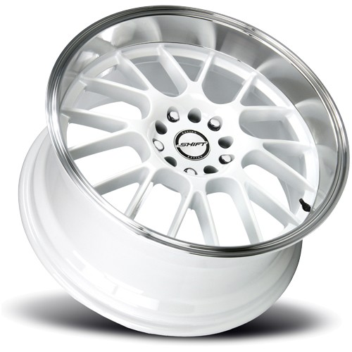 (Set of 4) Shift H28 Crank 18x8.5 5x100/5x4.5" +30mm White Wheels Rims ...