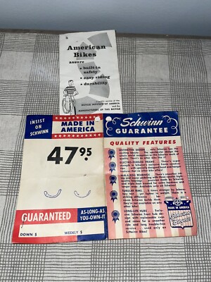 1957 Vintage SCHWINN BICYCLE DEALER HANGTAG BIKE PRICE TAG | eBay