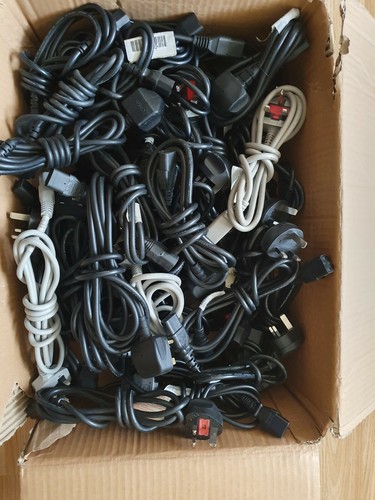 JOB LOT OF 50 3Pin UK KETTLE LEADS FOR MONITOR,PC,HDTV,POWER CABLE ...