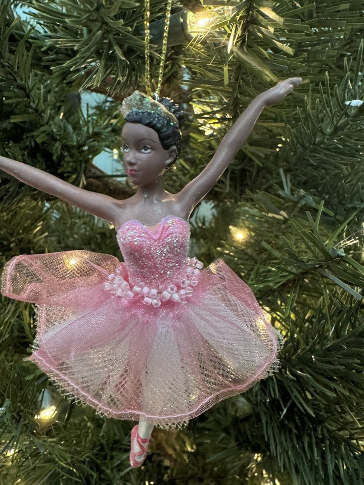 Two 4.5” Black Ballerina Ornament, African Nutcracker Ballet Purple ...