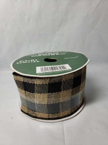 Black & Tan Buffalo Plaid Gingham Wired Ribbon 25 Feet 2.5" Wide | eBay