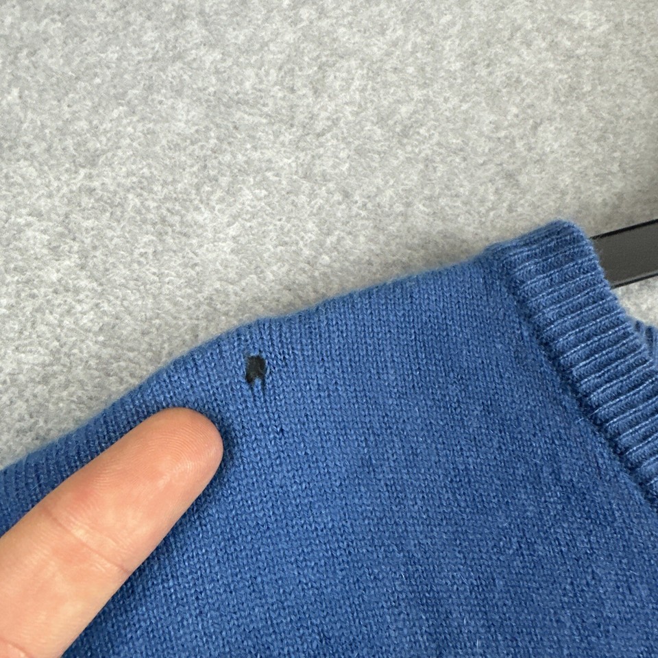 Club Room Sweater Mens L Blue Estate Cashmere V Neck Pullover Soft NWT ...