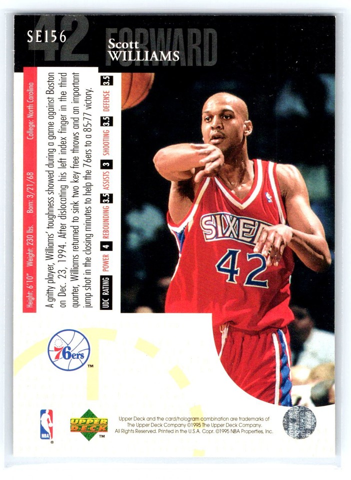 Scott Williams 1994-95 Upper Deck #SE156 Special Edition | eBay