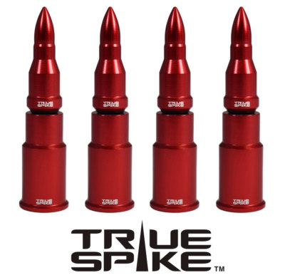 4 TRUE SPIKE RED BULLET SPIKED WHEEL RIM AIR VALVE STEM COVER CAP FOR ...
